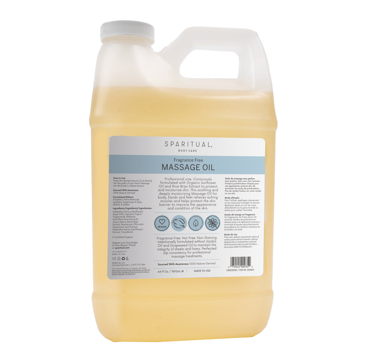 SpaRitual Fragrance Free Massage Oil, 64 fl oz – Universal Companies