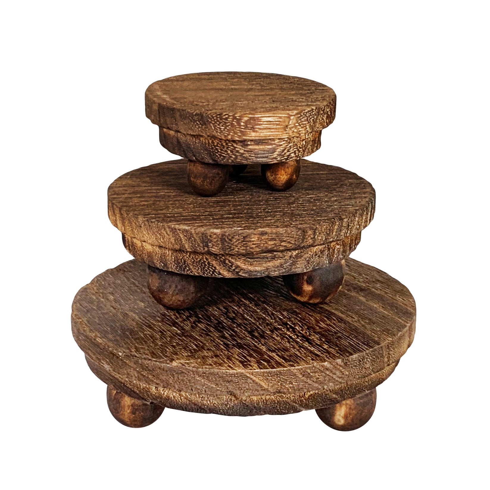 Round Wooden Display Risers, Rustic Brown, 3 pc – Universal Companies