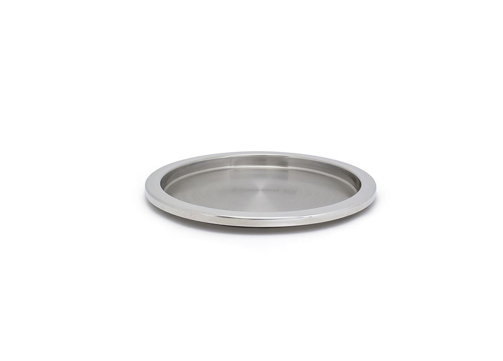 FOH Round Brushed Stainless Steel Tray, Silver, 4 ct
