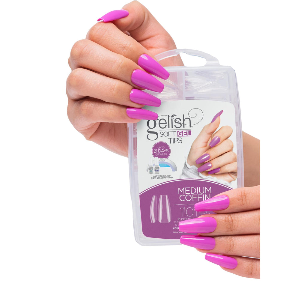 Gelish Soft Gel Tips, Medium Coffin, 110 ct