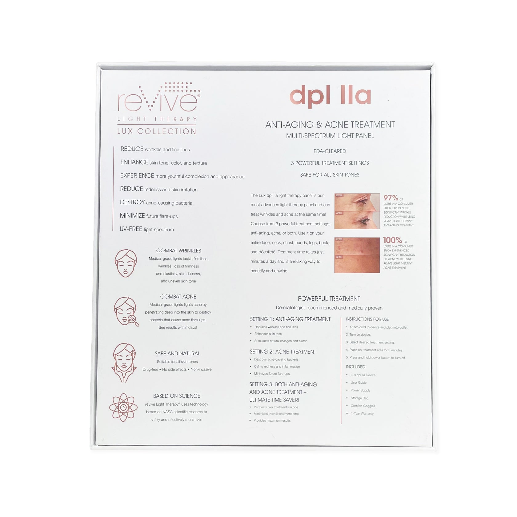 Lux dpl lla LED Wrinkle Reduction & Acne Treatment Panel by reVive Lig ...