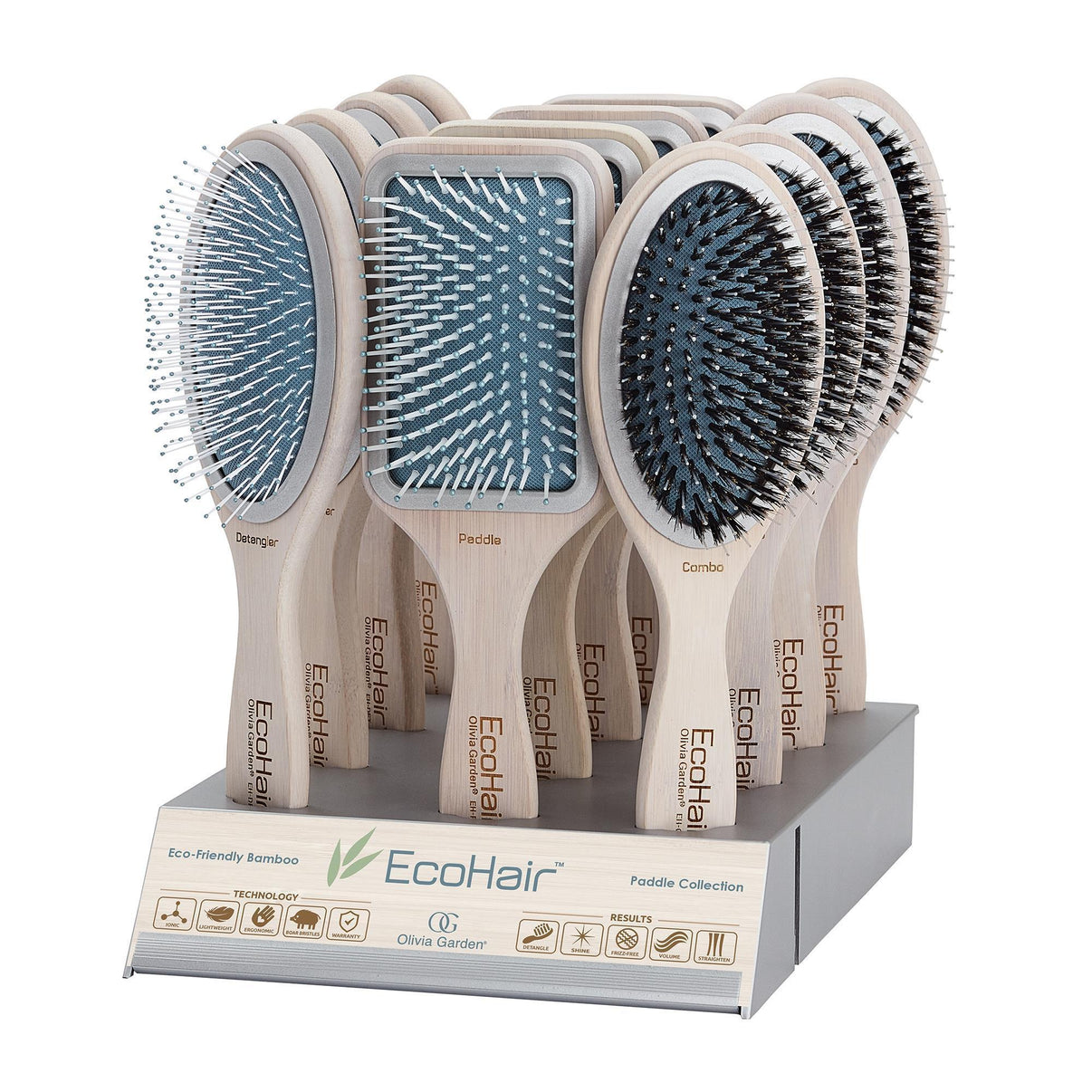 Olivia Garden EcoHair Paddle Brush Display, 12 piece – Universal Companies