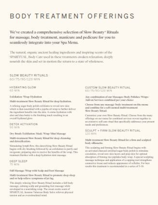 SpaRitual Corporate Menu TriFold Brochure